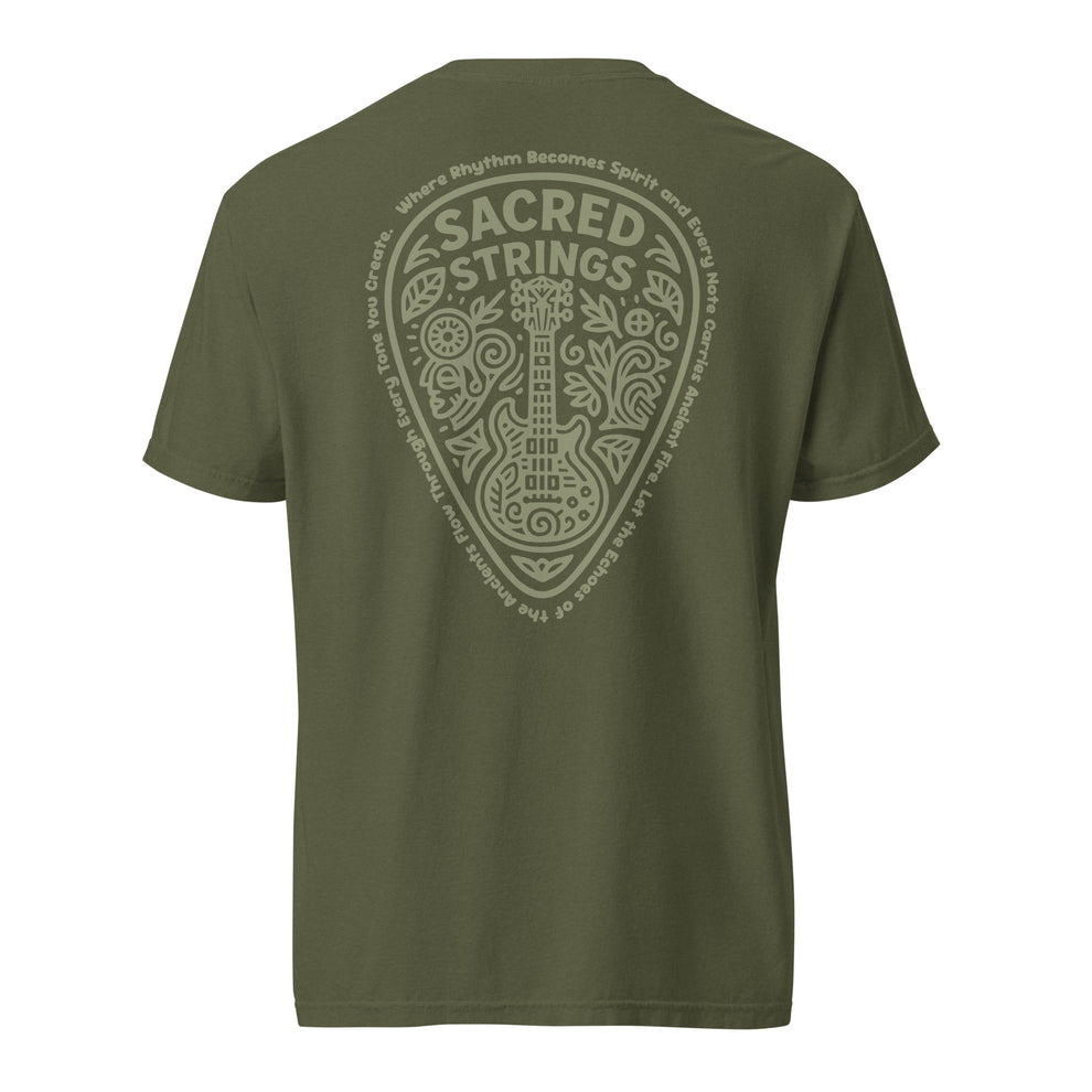 Sacred Strings Pick Tribal Tee – Echo Nomads Collection – String Tribe
